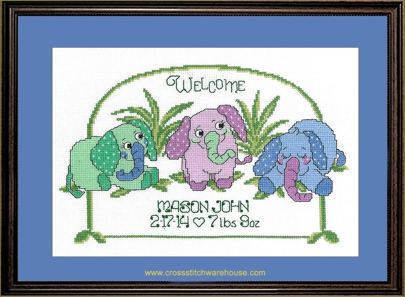 Baby Elephant BIRTH RECORD - CHART ONLY – crossstitchwarehouse.com