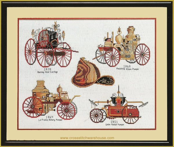 Cross Stitch kit - Antique fire Engines – crossstitchwarehouse.com