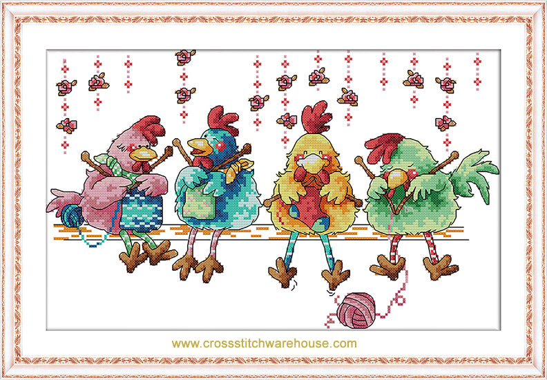 Wacky - Chickens Knitting a Sweater – crossstitchwarehouse.com